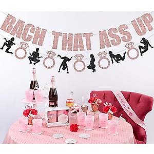 Bach That Ass Up Banner Sign for Bachelorette Party Bridal Shower Decorations (Rose Gold)