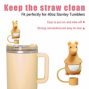 6pcs Animal Cute Silicone Straw Cover Caps for Stanley Cup Straw Topper fit 30&40 Oz Tumbler with Handle 10mm 0.4in Straw Protectors Cup Accessories