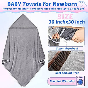 5 Pcs Baby Bath Towel and 15 Count Baby Washcloths Sets, Hooded Baby Towels for Newborns Infants and Toddlers Soft Coral Fleece Toddler Towels for Newborn Boy Girl