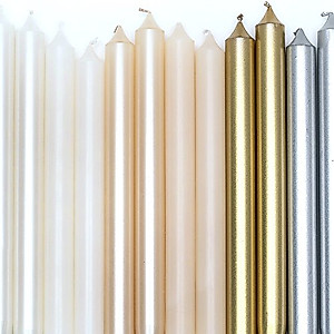 Caspari Straight Taper Candles in Ivory White Pearlescent - 2 Per Package