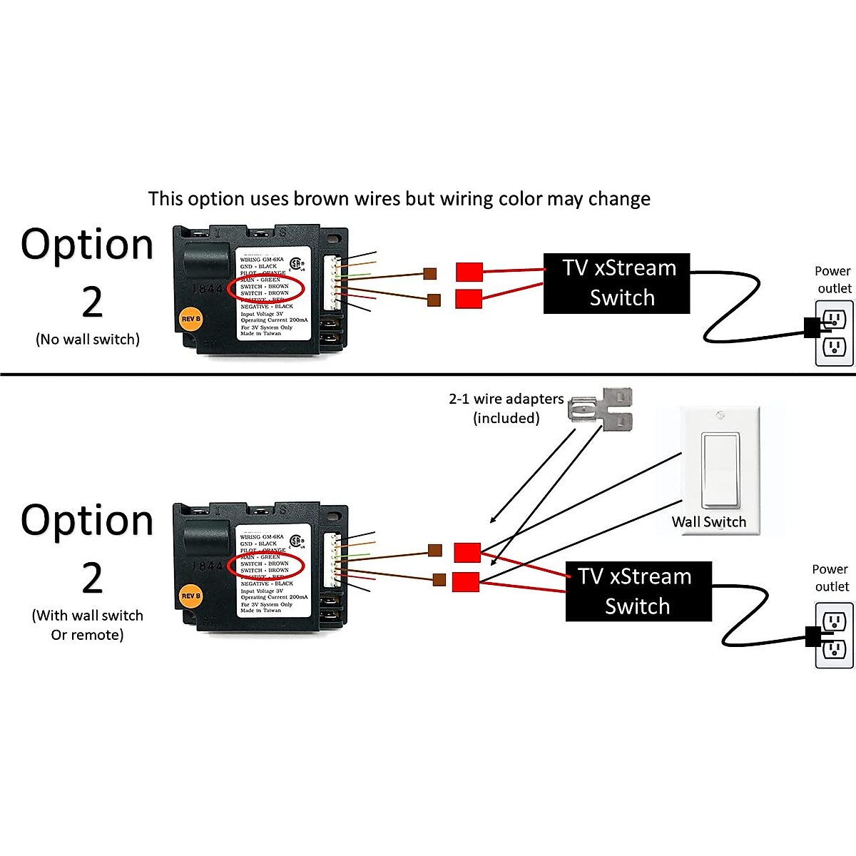 Fireplace Remote Control WiFi Smart Switch ON/Off to Voice Activated Fireplace - 2 Wire Quick Connect for Easy installation for Millivolt Gas Valve, Electronic Spark Ignitions. 2.4Ghz pairing ONLY