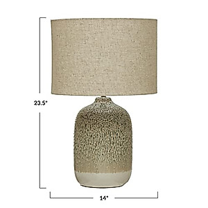 Bloomingville Stoneware Table Linen Shade & Inline Switch, Reactive Glaze, Taupe Color Lamp