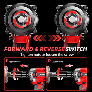 Avhrit 3/8" Impact Wrench Cordless, Brushless Electric Impact Gun Max Torque 330Ft-lbs(450N.m) w/ 4.0Ah Battery, Charger, 5 Sockets, Power Impact Wrenches for Car Home, Tire Repair