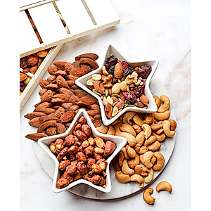 Mothers Day Nut Gift Basket, Healthy Gift Idea in Reusable Wooden Crate, Gourmet Snack Food Box, with Unique Flavors, Thanksgiving, Christmas, Holidays, Thank You, Sympathy- 4 Sections- Bonnie & Pop