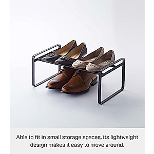 Yamazaki Home Adjustable Shoe Rack-Spacesaving Storage Solution, One Size, Black