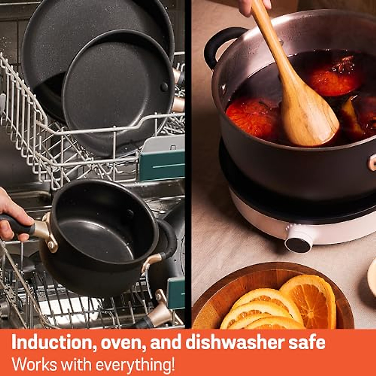 Meyer Stainless Steel Dutch Oven, 5 quart Stock Pot, 9.5" Induction Compatible Stockpot, Dishwasher Safe Casserole Pot, Oven Safe, Matte Black with Silicone Handles, Accent Series Cookware