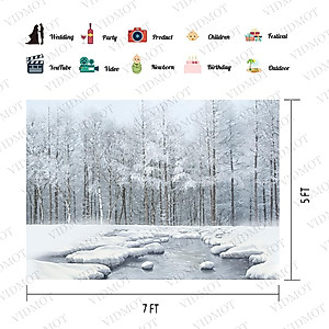 VIDMOT Winter Forest Background 7x5ft Snowy Scene Natural Background for People Artistic Portrait Photo Shooting Cold Ice Snow Wold Backdrop Photography Studio Set Props BJXPVV635