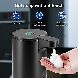 Soap Dispenser, Stainless Steel Touchless Soap Dispenser LAOPAO Rechargeable Automatic Foaming Soap Dispenser for Bathroom 9oz Foam Soap Dispenser Hand Soap Pump for Kitchen Xmas Gift