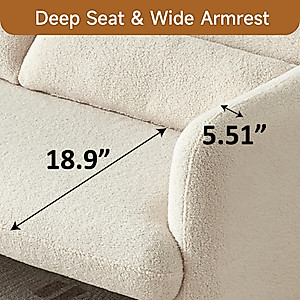 YOOBECH 59" W Loveseat Sofa 2-Seater Lamb Fabric Couch, Solid and Easy to Install, Small Modern Loveseat Sofas for Small Space, Bedroom, Apartment, Living Room (Beige)