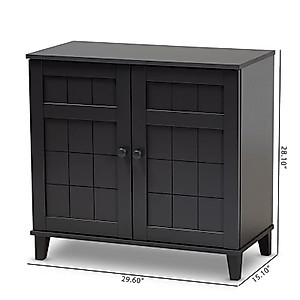 BOWERY HILL Contemporary 4-Shelf Wood Shoe Cabinet in Dark Gray