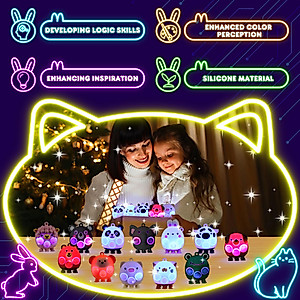 12 PCS Light Up Party Favors for Kids,3D Animal Pop Toys,Goodie Bags Stuffers for Kids,Pinata Stuffers Carnival Prizes,Fidget Toys Bulk,Prize Treasure Box Toys for Classroom,Suction Toys for Toddlers