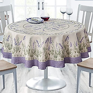 Home Bargains Plus Provence Round Tablecloth, 70 Inch, Holiday Blanchard Field of Lilacs, Wrinkle and Stain Resistant Fabric Table Cover for Dinner Parties and Banquet