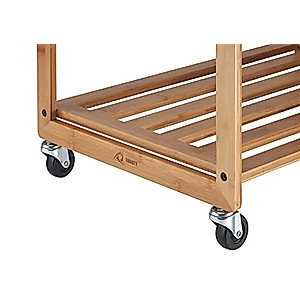 TRINITY 3-Bag Bamboo Laundry Cart, Laundry-Room Organization and Dirty Clothes Hamper with Wheels for Bedroom, Closet, Dorm Room and More, Bronze Poles