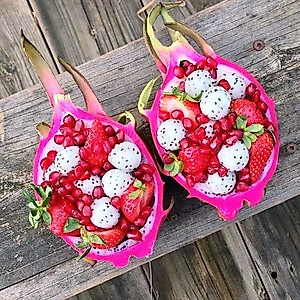 1214-Dragon Fruit, Mixed Red-White (Pitaya Blanca,roja) Seeds by Robsrareandgiantseeds UPC0764425788676 Non-GMO,Organic,Historic Plants, Bonsai, Tropical Fruit,Cactus, Betacyanins Package of 15 Seeds