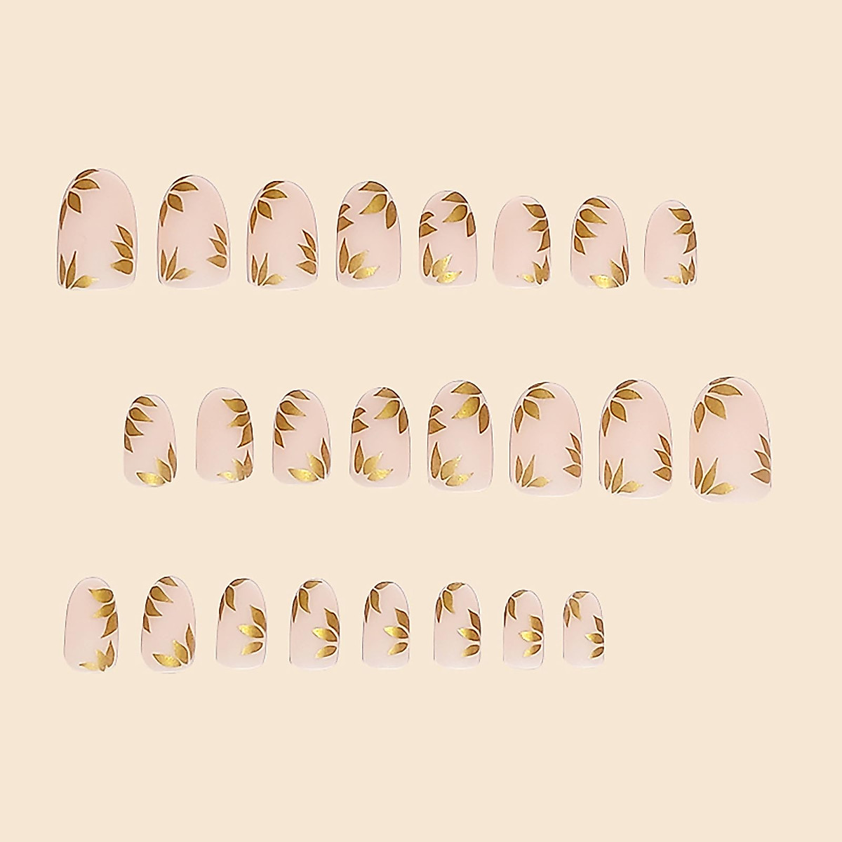 24 Pcs Press on Nails, Sunjasmine Fake Nails with Designs, Acrylic Nails False Nails with Nail Glue for Women (Medium Fall Leaves)