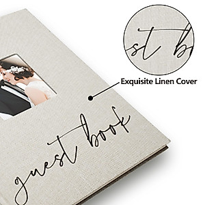Vienrose Wedding Guest Book Polaroid Guest Book Photo GuestBook Sign in book Personalized Linen Cover 120 Pages Hardcover with Lined, Alternative Baby Shower, Party, Birthday (10" x 8" Minimalist)