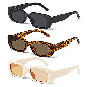 JASPIN Rectangle Sunglasses for Women Men Trendy Y2k Retro 90s Sun Glasses UV400 Protection Cool Square Frame