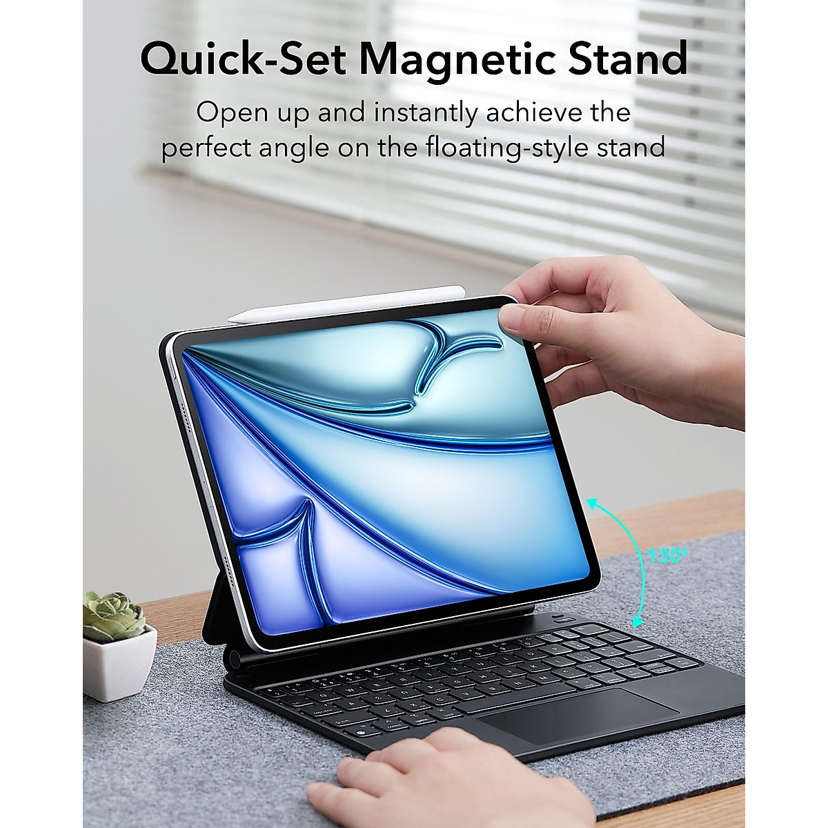 ESR iPad Air 11 inch Case with Keyboard(2024 M2), iPad Pro 11 (4th/3rd/2nd/1st Gen) & iPad Air 5th/4th Rebound Case Keyboard, Easy-Set Floating Cantilever Stand, Precision Multi-Touch Trackpad, Black