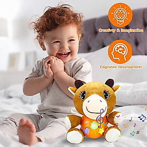 Tcvents Baby Toys 0 3 6 12 Months - Plush Cow Infant Musical Toys for Baby 6 to 12 Months, 12 Songs, Nature Sounds, Funny Sounds, Light Up & Musical Baby Toys for Newborn Toddlers Toys Baby Gifts