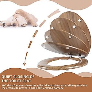 Elongated Toilet Seat Molded Wood Toilet Seat with Quietly Close and Quick Release Hinges, Easy to Install also Easy to Clean by Angol Shiold (Elongated, Natural)
