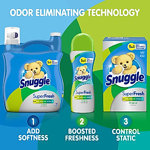 Snuggle Plus Super Fresh Liquid Fabric Softener with Odor Eliminating Technology, Original, 95 Fluid Ounces, 90 Loads