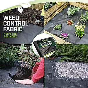 3FT X 50 FT Weed Barrier Landscape Fabric Heavy Duty - Woven Weed Fabric for Gardening - Weed Barrier Fabric for Ground Cover - Weed Mat Garden Tarp to Prevent Weeds