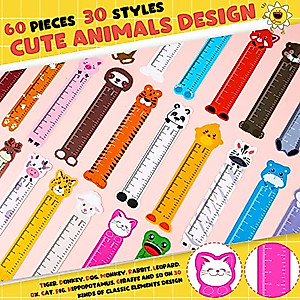 60 Pieces Animal Funny Bookmarks Cartoon Cute Bookmarks Reading Ruler Animal Bookmark Animal Theme Kid Bookmark for Kids Girls Students Adult