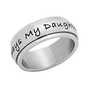 Beads & Pearls Jewelry 7mm Stainless Steel Women's Spinner Ring - Always My Daughter Forever My Friend Daughter's Ring, Spinner Ring Anxiety & Stress Relief, Size 6