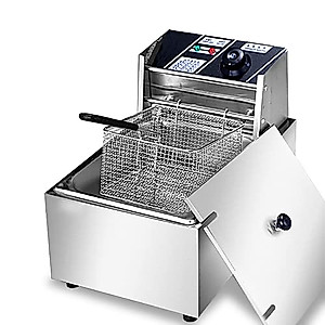 Deep Fryer with Basket, Fry Daddy, Fryers with Baskets, Countertop Stainless Steel, French Fries Fryer, for Commercial Restaurant, Fast Food Restaurant (6L)