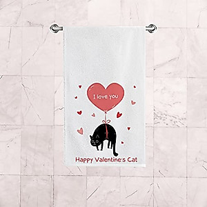 My Little Nest Cute Cat Flying on Heart Ballon Hand Towels Set for Bathroom Kitchen Towels Absorbent Bath Towel Fingertip Towel Multiprupose for Guest Gym Spa Bar 30 x 15 inch