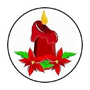 48 pcs Poinsettia Candle Stickers Envelope Seals Labels Round Tags, Stamps Sticker for Gift Cards, Envelopes, Boxes for Holiday, Birthday, Christmas