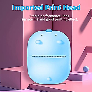 N/A 200dpi Mini Pocket Printer Portable Thermal Printer Photo Picture EList Receipt Printer BT (Color : Blue)