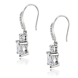 Sterling Silver Asscher-Cut Cubic Zirconia Dangle Earrings