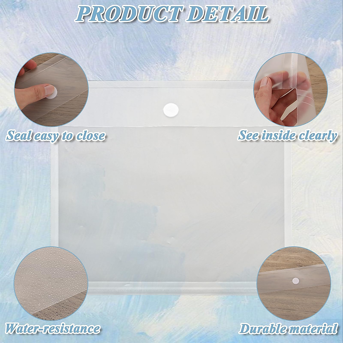 ABuff 30 Pieces 12x12 Inch Scrapbook Paper Storage Organizer with Hook and Loop Closure Plastic Paper Holder Craft Paper Storage for Holding Scrapbook Paper, Vinyl Paper, Photos, Documents, Clear