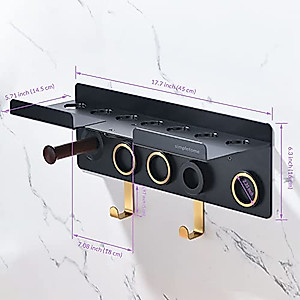 simpletome 2 in 1 Wall Mount Holder for Dyson Airwrap Styler Supersonic Hair Dryer Storage Dyson Attachments and Accessories with Cable Organizer