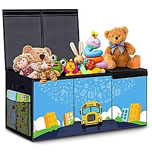 Wdmiya Large Toy Box, Toy Organizers and Storage With Collapsible Lid & Handles, Toy Chest for Kids Extra Large Playroom, Living Room, Nursery, Closet, Car Trunk, Brithday Gift for Boys & Girls