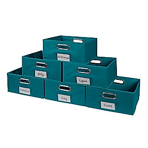 Niche Cubo Set of 6 Half-Size Foldable Fabric Storage Bins- Teal