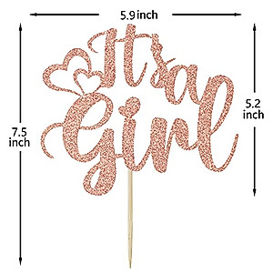 Betalala It’s a Girl Cake Topper,Sweet Baby Girl Decorations,Baby Shower/Gender Reveal Party Decorations,Baby Girls 1st Birthday Party Decoration Supplies Rose Gold Glitter (Corrected)