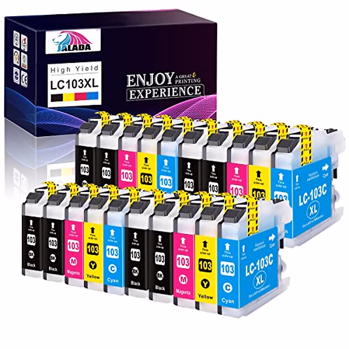 Jalada Compatible Ink Cartridge Replacement for Brother LC103 LC103XL LC101 LC101XL Compatible for Brother MFC J870DW J450DW J470DW J650DW J4410DW J4510DW J4710DW J6720DW Printer (20 Packs)