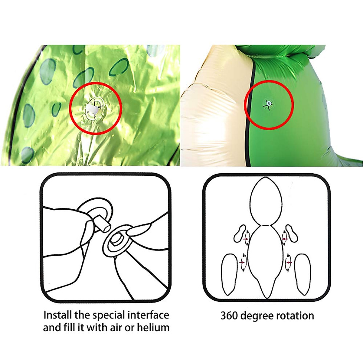 Self standing Dinosaur Tyrannosaurus Animal Balloons for Birthday Party Baby Shower Decoration Kit Inflatable Party Supplies Decorations Gift Kids and Adults (Green)