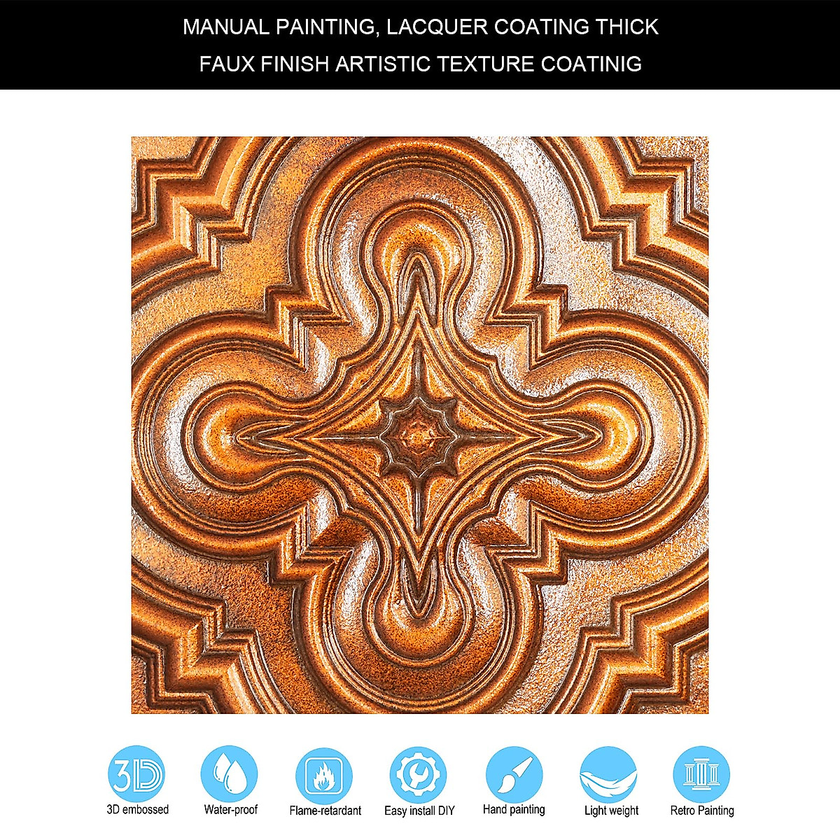 PAINTSDECOR Suspended Ceiling Tiles Farmhouse Tin Ceiling Tiles for Cafe Club Salon Hotel Store Bar 2'x2' PL36 Archaic Copper 10pcs