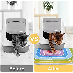 Unicorn Catcher Cat Litter Mat Quality Litter Box Mat Large Non-Slip Cat Litter Mat Litter Trapping Mat Soft Kitty Litter Mat Compatible Two Litter Boxes Cat Products Easy to Clean,Rainbow,L