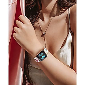 Witzon Compatible with Apple Watch Band Series 8/7/6/5/4/3/2/1/SE/Ultra, iWatch 38mm 40mm 41mm 42mm 44mm 45mm 49mm Bands for Women, Cute Print Silicone Sport Strap Replacement Accessories, Butterfly