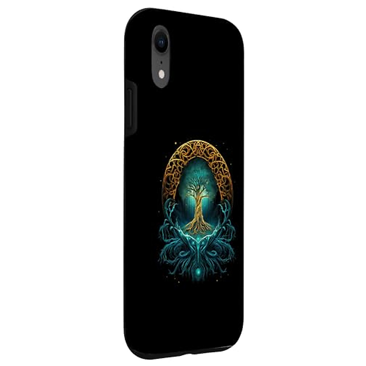 iPhone XR Odin Tree of Life Viking Valhalla Pagan Blue and Yellow Case