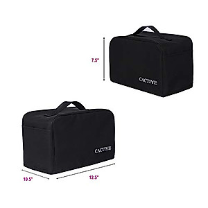 Toaster Dust Cover with Pockets Compatible with Cuisinart 4 Slice Toaster, Can Hold Jam Spreader Knife & Toaster Tongs, Dust and Fingerprint Protection, Black (12.5 * 10.5 * 7.5, black)