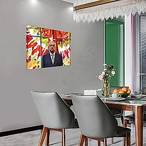 Mexican President Andres Manuel Lopez Obrador Portrait Poster (2) Canvas Poster Wall Art Decor Print Picture Paintings for Living Room Bedroom Decoration Frame-style 20x16inch(50x40cm)