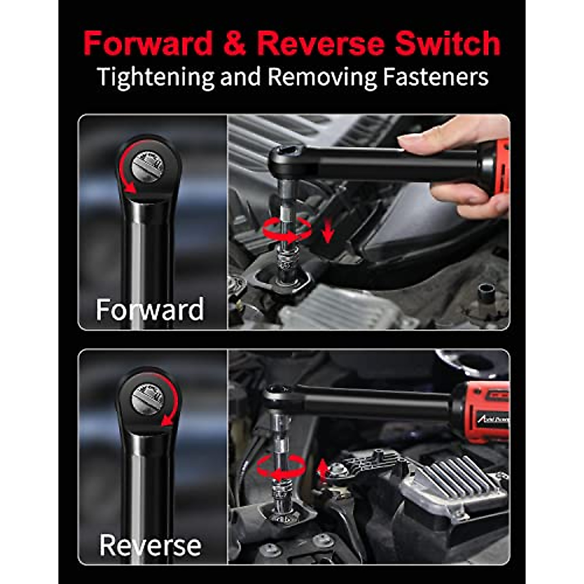 AVID POWER 3/8" Extended Cordless Electric Ratchet Wrench, 60N.m(44.2 Ft-lbs) 12V Power Ratchet Wrench Kit, Variable Speed Trigger, 10 Sockets & 2.0Ah Li-Ion Battery