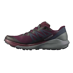Salomon Sense Ride 4 Trail Running Shoes for Women, Wine Tasting/Quiet Shade/Ebony, 8
