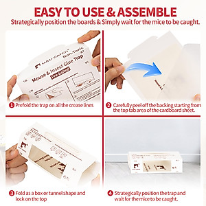 LULUCATCH Sticky Mouse Traps, 12 Pack Pre-baited Glue Traps, Foldable Bulk Non-Toxic Indoor Mouse Glue Boards for Insects, Cockroach, Lizard, & Spider, Pet Child Safe & Easy to Use Pest Control