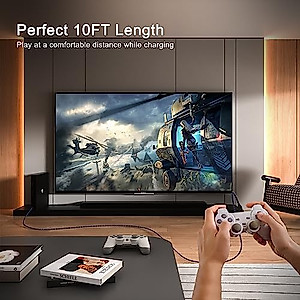 10ft PS4 Controller Charger Charging Cable for Microsoft Xbox One S/X Elite Controller, Long Replacement Charger Cord for Sony Playstation-4/ PS4 Pro/ PS4 Slim/ PS4 DualShock 4 Wireless Accessories